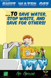 Kids Environmental Posters Shut Water Off | Water Conservation